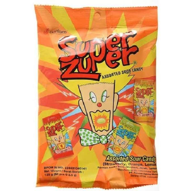 Jual Permen Asem Jadul Super Zuper isi 50 pcs Assorted Sour Candy di ...