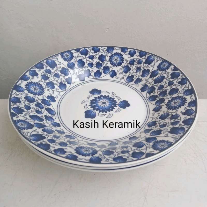 Jual Piring Makan Keramik Biru Putih/piring Set 6 Pcs Sudah Sni/piring ...
