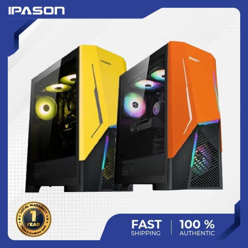 Promo IPASON ZhanYi J-ONE Desktop PC Case Tempered glass side penetration - Yellow Diskon 6% di ...