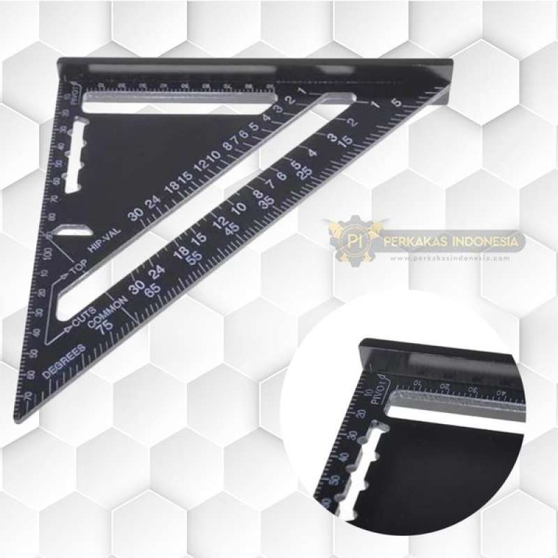 Jual Speed Square 7 Inch Premium Quality Hitam Penggaris Siku Segitiga ...