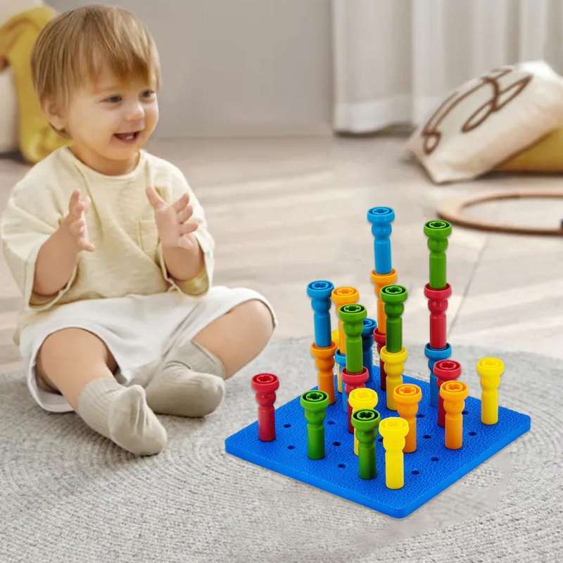 Jual Stacking Peg Board Toy Early Educational Fine Motor Skills For ...