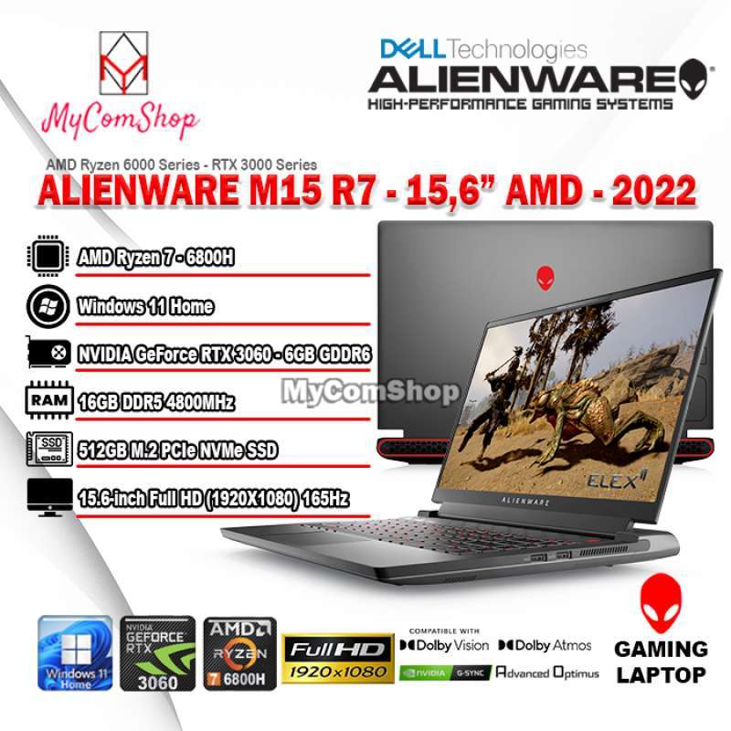 Jual ALIENWARE M15 R7 RYZEN 7 6800H 16GB 512GB SSD RTX 3060 6GB 15,6FHD ...