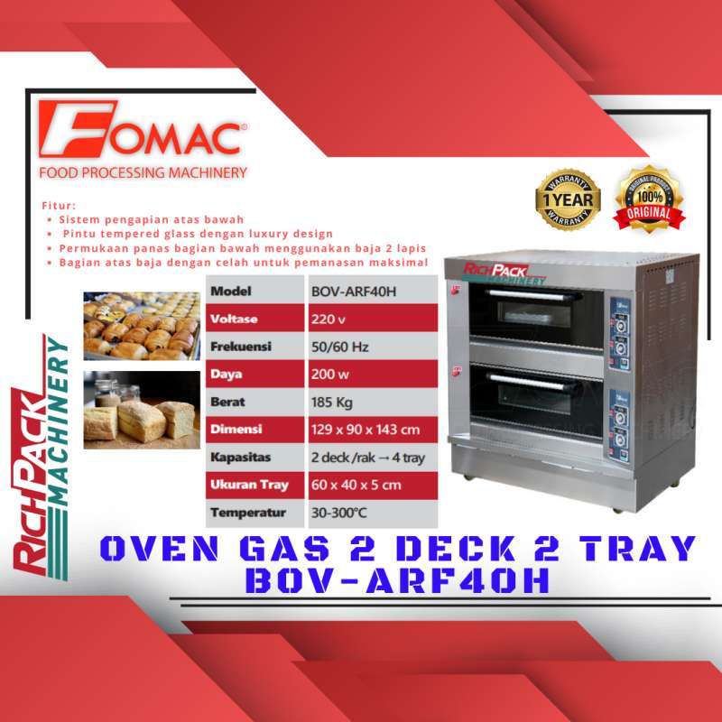 Jual GAS OVEN ROTI 2 DECK 4 TRAY PEMANGGANG ROTI BOV-ARF40H FOMAC di ...