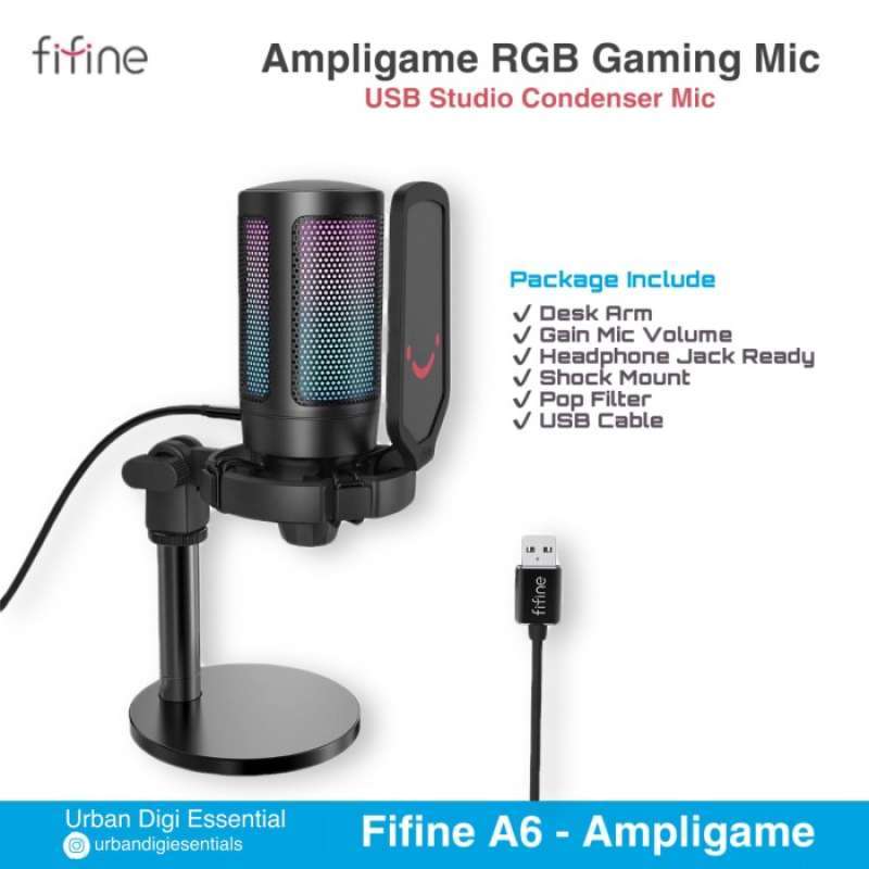 Promo Fifine A6 Ampligame - Usb Rgb Gaming Mic Microphone Diskon 24% di ...