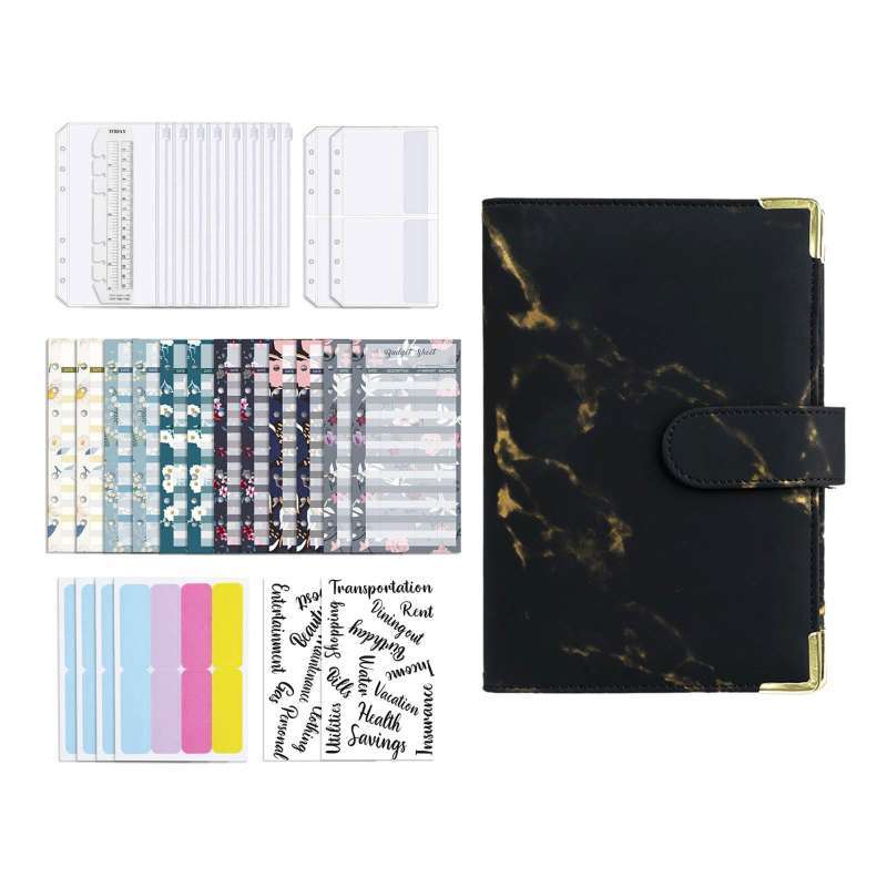 Jual A6 PU Leather Notebook Binder Budget Binder Budget Planner ...