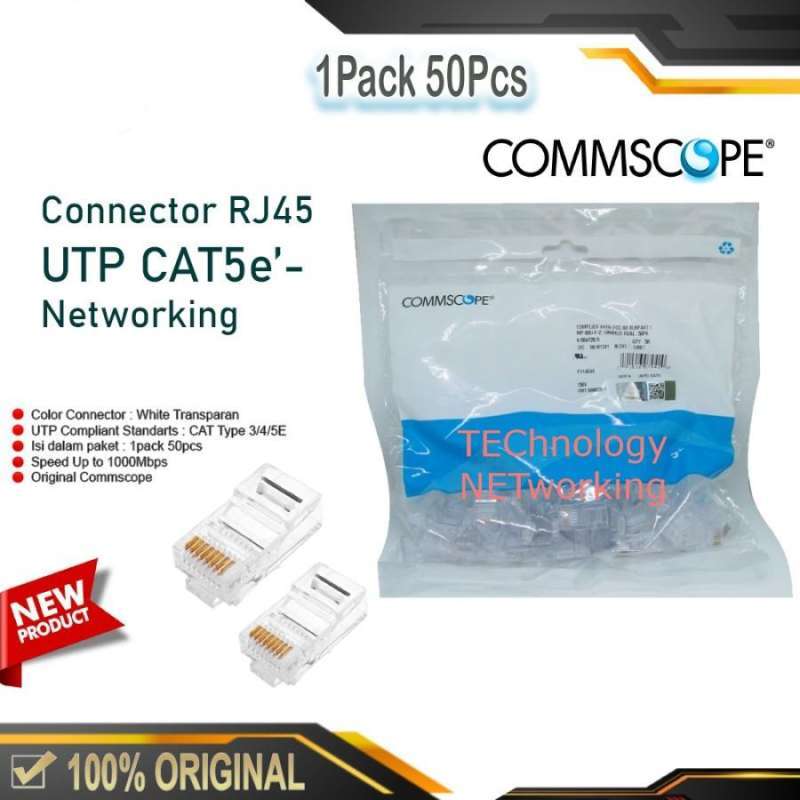 Jual AMP COMMSCOPE CONNECTOR RJ45 RJ-45 CAT.5E ISI 50 ORIGINAL di ...