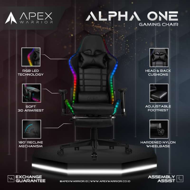 Promo Alpha One Rgb Gaming Chair Led Kursi Gaming Premium Apex Warrior ...