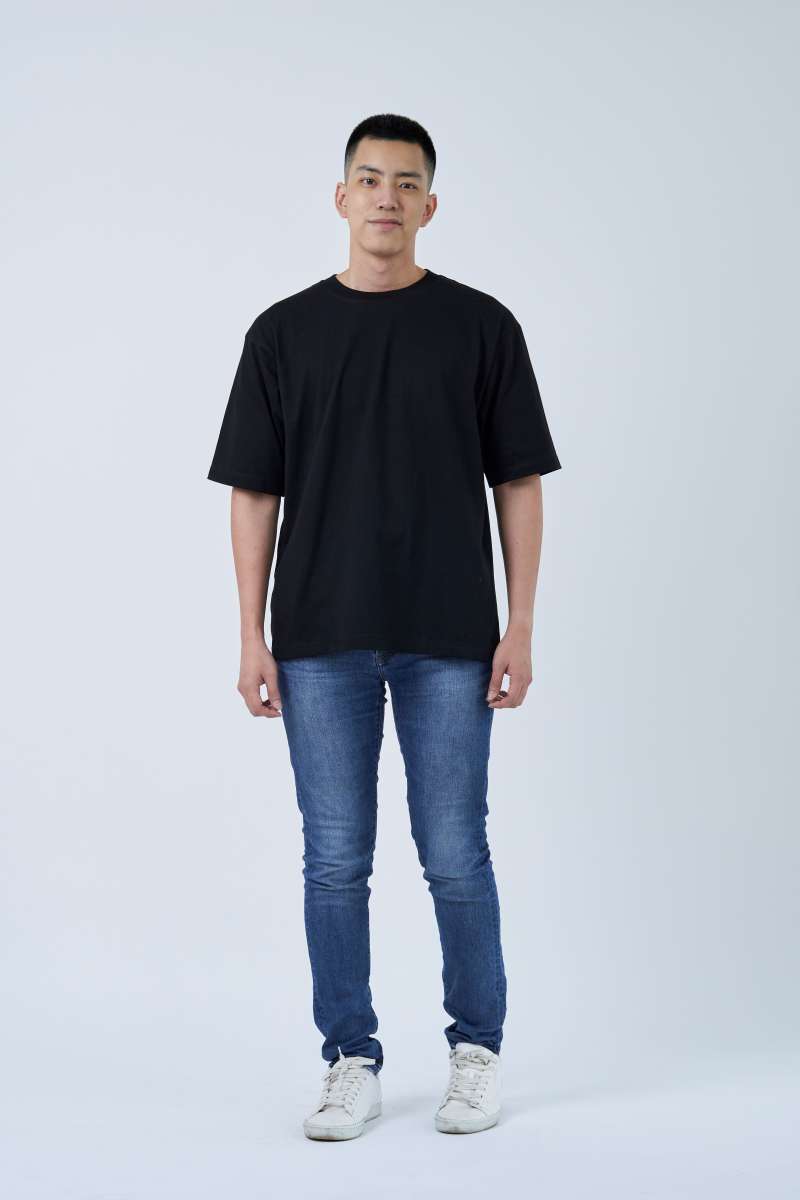 Jual No Brand Kaos Polos Oversize Pria Cotton Combed 24s Hitam