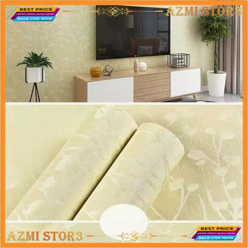 Jual Wallpaper Dinding Ukuran 45 Cm X 10 M Motif Polos Embos Mas Gold