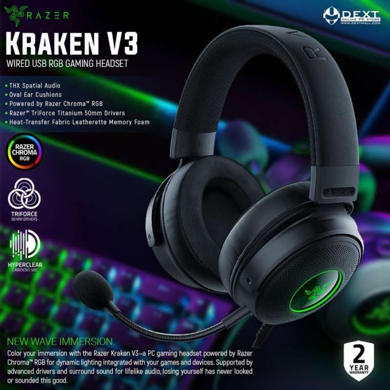 Jual Razer Kraken V3 Wired USB Gaming Headset with Razer Chroma RGB di ...