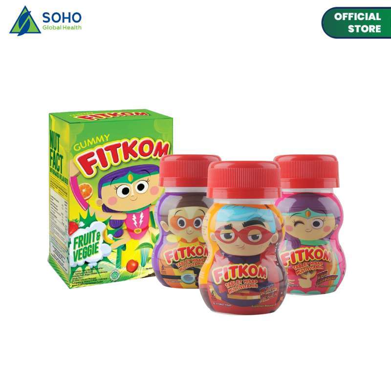Jual Fitkom Paket Lengkap Multivitamin Rasa Mix Free Botol Minum Di ...