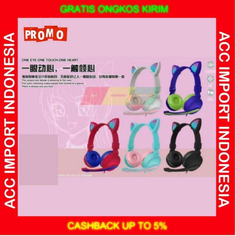 Jual Headset Gaming Belajar Anak Telinga Kucing Headphone Cat Ear Led ...