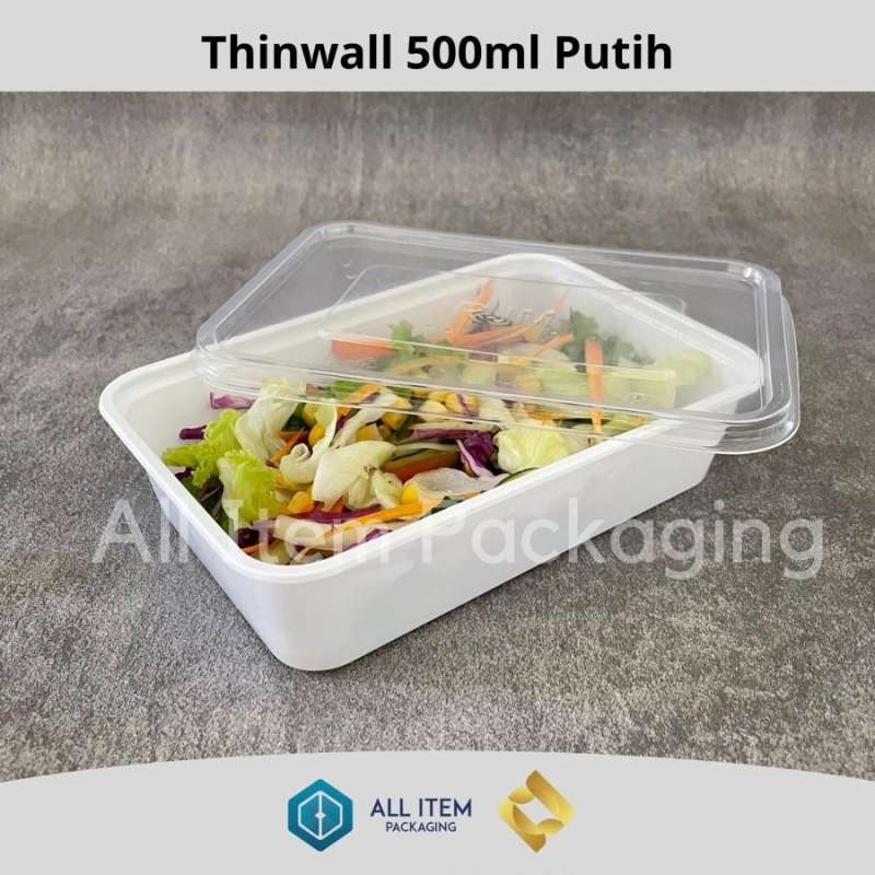 Jual Kotak Makan Plastik Thinwall 500 Ml Putih / Food Container Rjm @25 ...