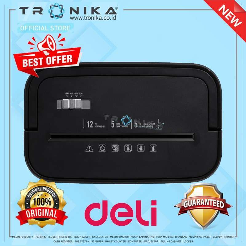 Jual Penghancur kertas Paper Shredder kapasitas 5 lembar 12 Ltr DELI ...