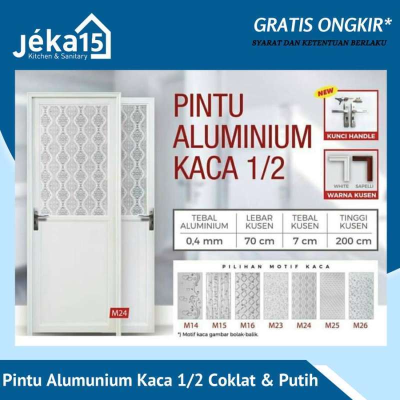 Jual PINTU ALUMUNIUM KAMAR MANDI / PINTU WC ALUMUNIUM MURAH 1/2 KACA ...