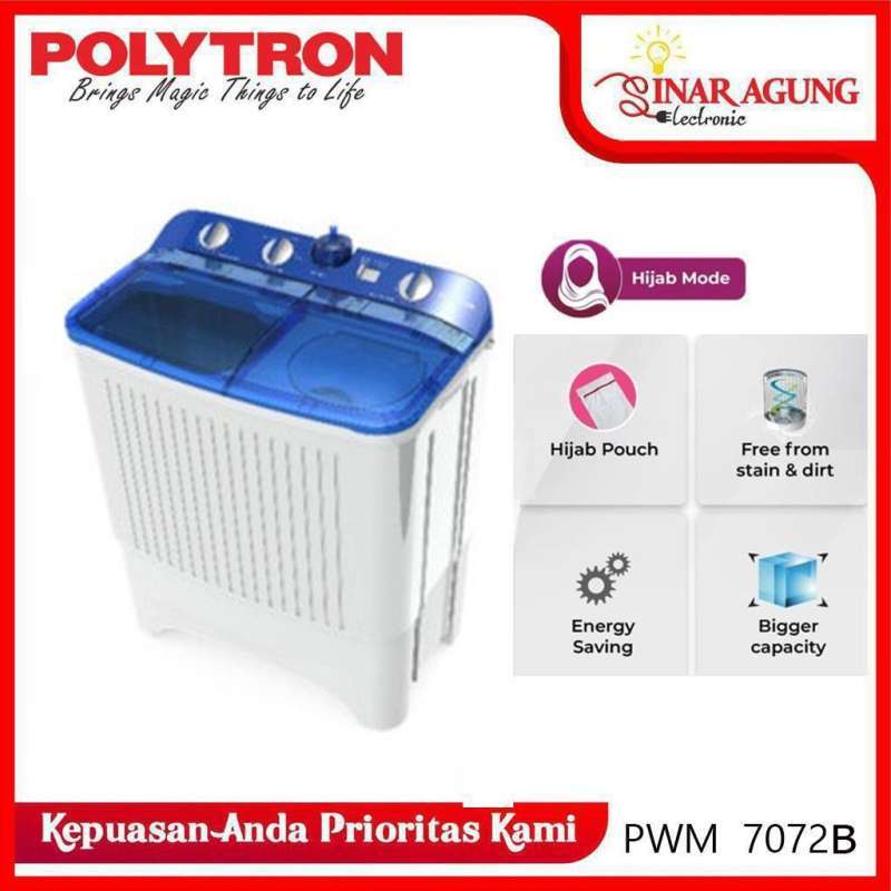 Jual POLYTRON MESIN CUCI DUA TABUNG 7KG PWM 7072B / PWM7072B - 100% ORI ...