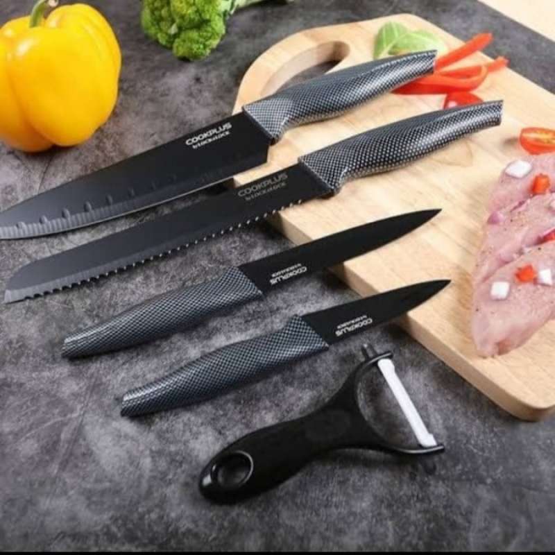 Promo LocknLock Exclusive Cookplus Knife 5P Set Black Diskon 9% di ...