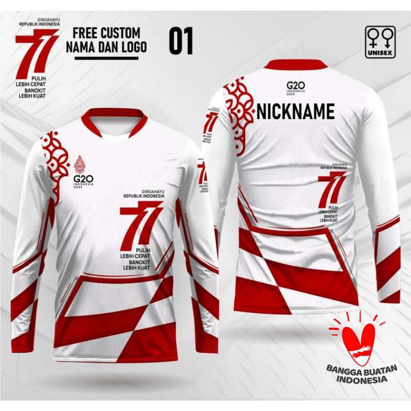 Promo kaos hut kemerdekaan ri ke 77 baju dirgahayu indonesia 2022 panjang - Putih XXL Diskon 61% ...