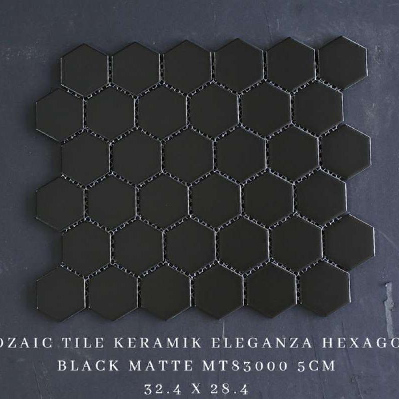 Jual Free Ongkir Mozaic Tile Mosaic Keramik Eleganza Hexagon Black ...