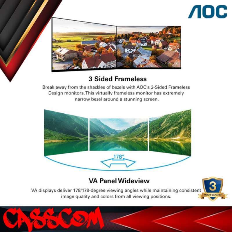 Jual Led Monitor 22 Aoc 22b2hm Ultra Slim (21.5/va/6.5ms/75hz/fhd) Di ...