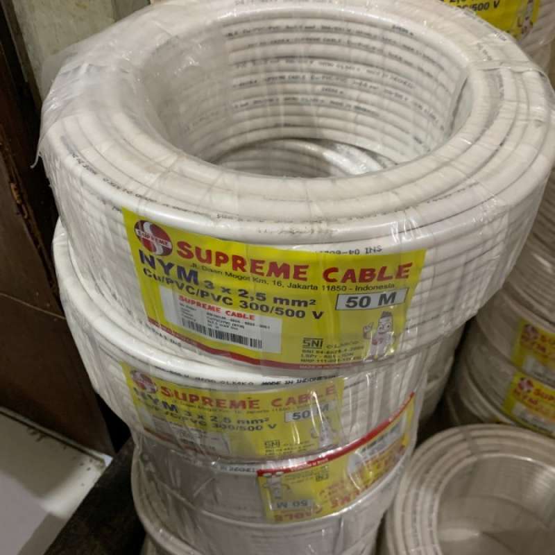 Jual Premium Kabel Listrik Flexible Putih NYM 3x2.5mm SUPREME Kawat SNI ...