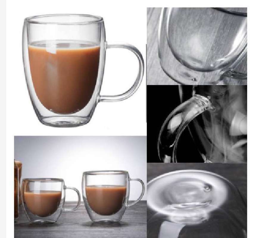 Jual Double Wall Glass with Handle Grip / Gelas kaca Insulated tahan panas di Seller Ruby ...