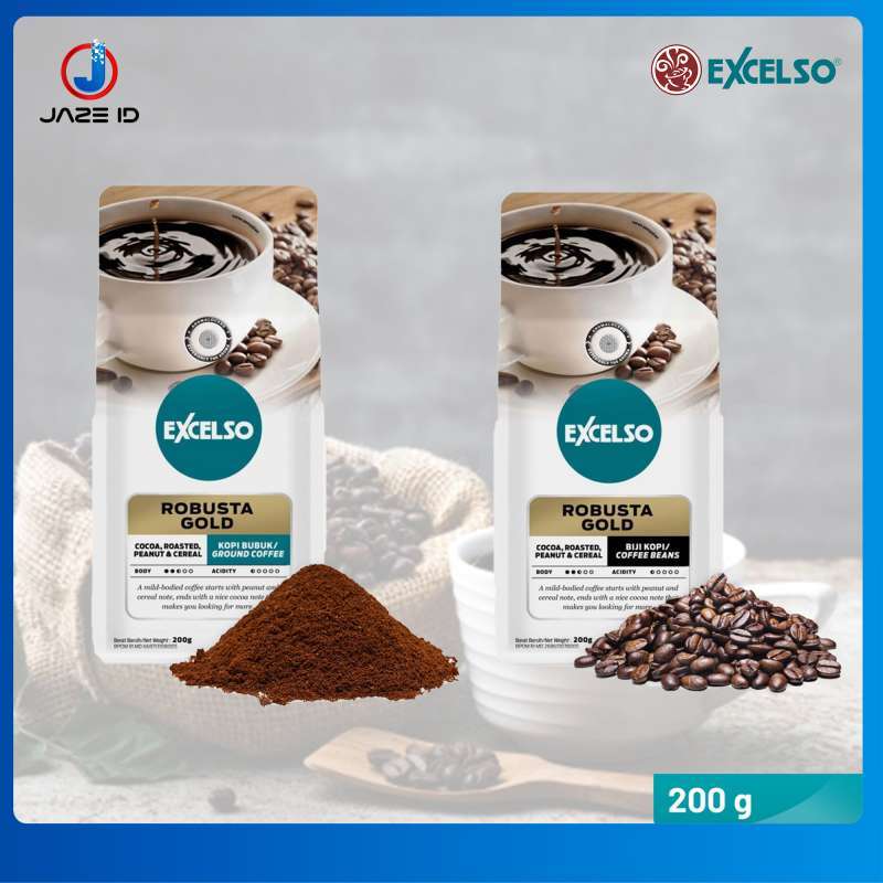 Jual Excelso Robusta Gold Coffee Kopi Biji Bubuk 200 Gram 200g 200gr ...