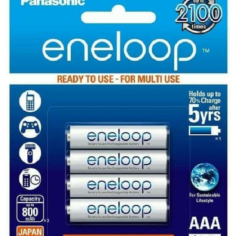 Jual Panasonic Eneloop AAA A3 800mAh 2100x charge , Generasi ke-4 ORI ...