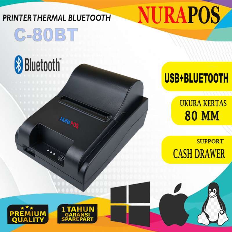 Promo Printer Thermal Bluetooth 80mm Nurapos C80bt Usb Android PC - C-80BT Diskon 11% di Seller ...