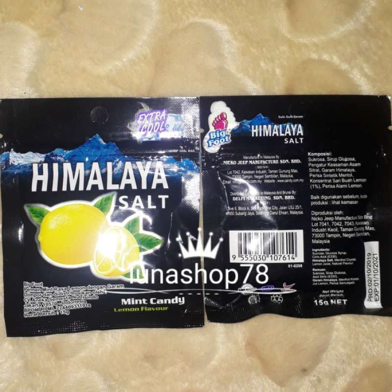 Jual Permen mint lemon garam Himalaya Salt mint candy lemon flavour 15g ...