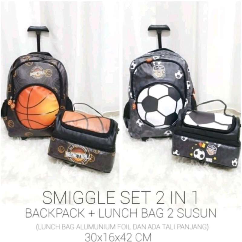 Jual Tas Trolley Ransel Model Smiggle Soccer Basketball anak SD + Lunch ...