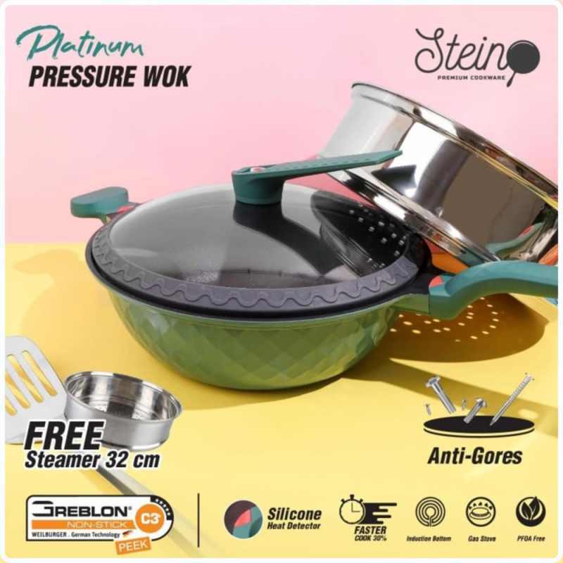 Jual Stein Wok Presto 32Cm Steamer Pressure Platinum Anti Baret Kode 252 di Seller ZK KILAT ...