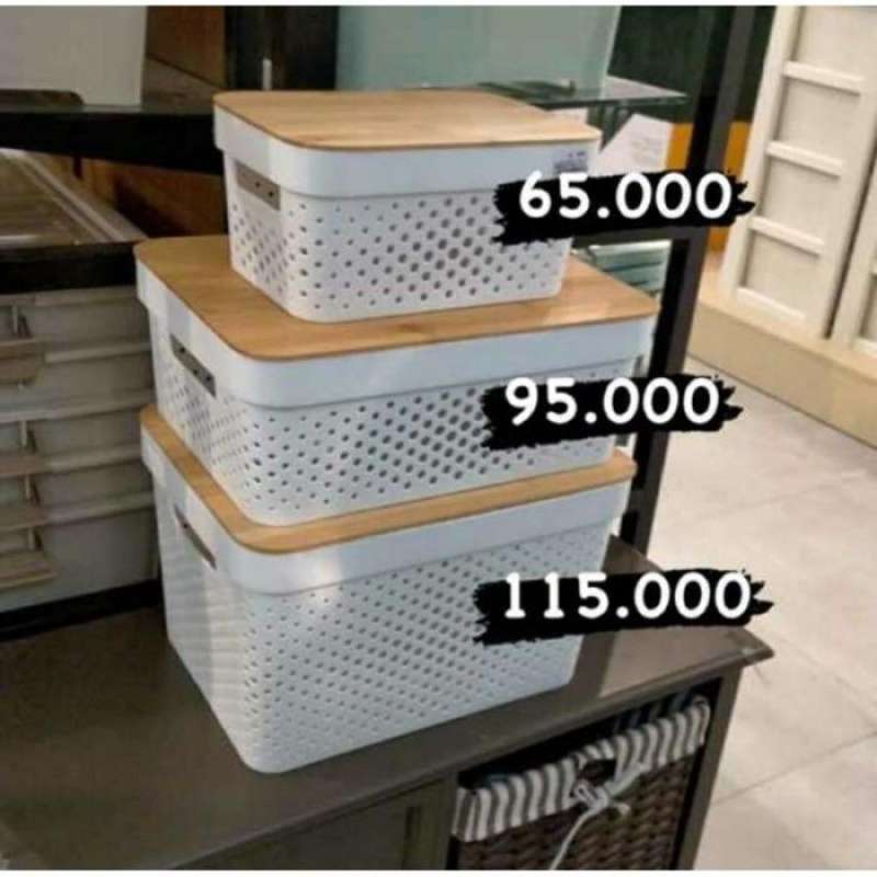 Jual Informa Storage box waffle/Kotak simpan tutup kayu/serbaguna ...