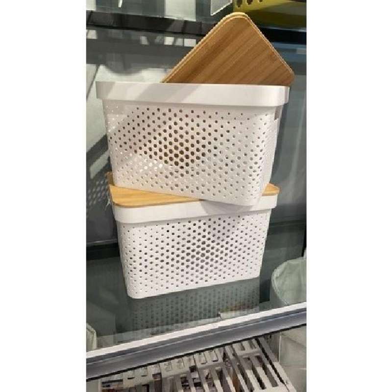 Jual Informa Storage box waffle/Kotak simpan tutup kayu/serbaguna ...