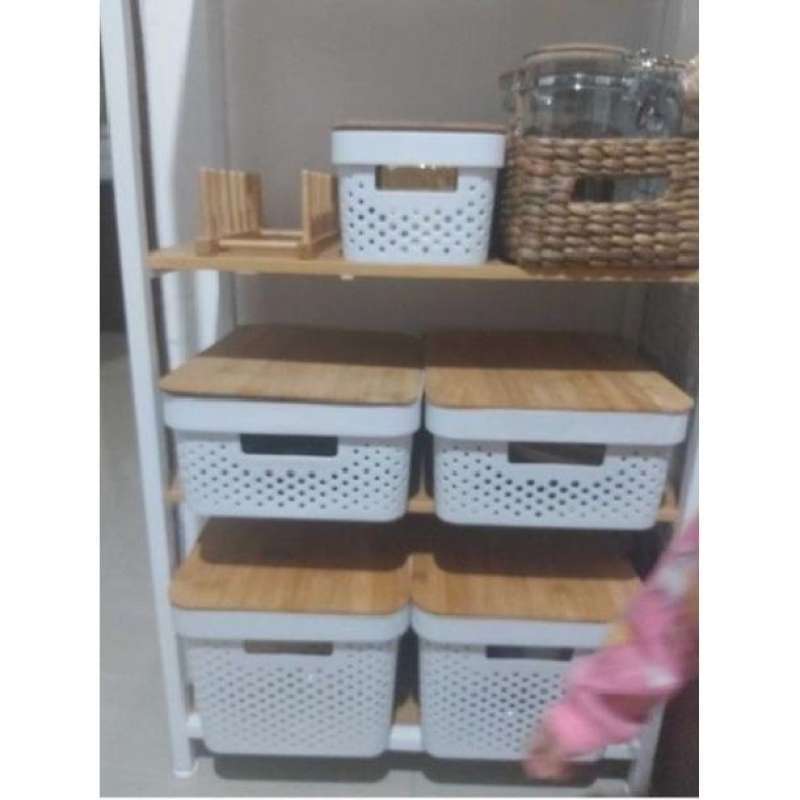 Jual Informa Storage box waffle/Kotak simpan tutup kayu/serbaguna ...