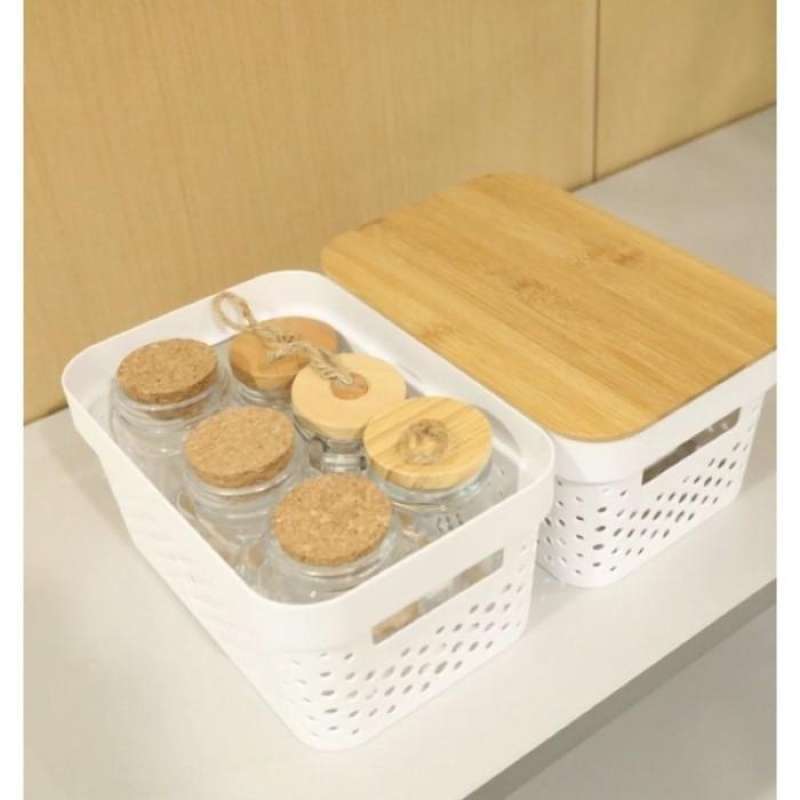 Jual Informa Storage box waffle/Kotak simpan tutup kayu/serbaguna ...