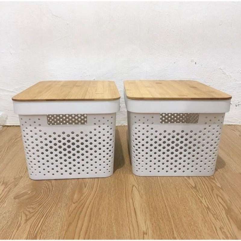Jual Informa Storage box waffle/Kotak simpan tutup kayu/serbaguna ...