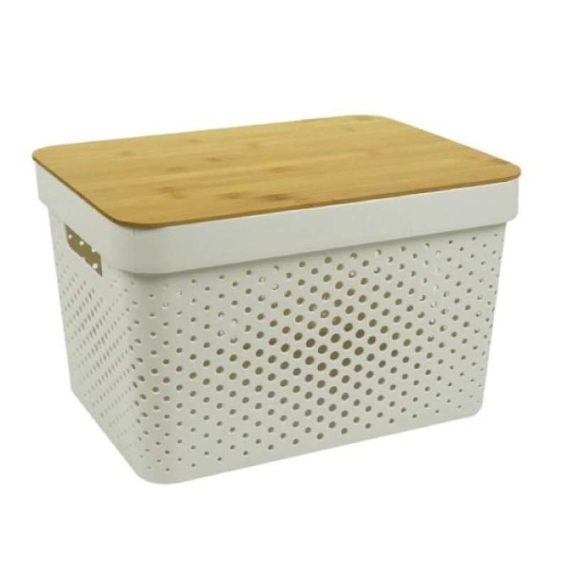 Jual Informa Storage box waffle/Kotak simpan tutup kayu/serbaguna ...