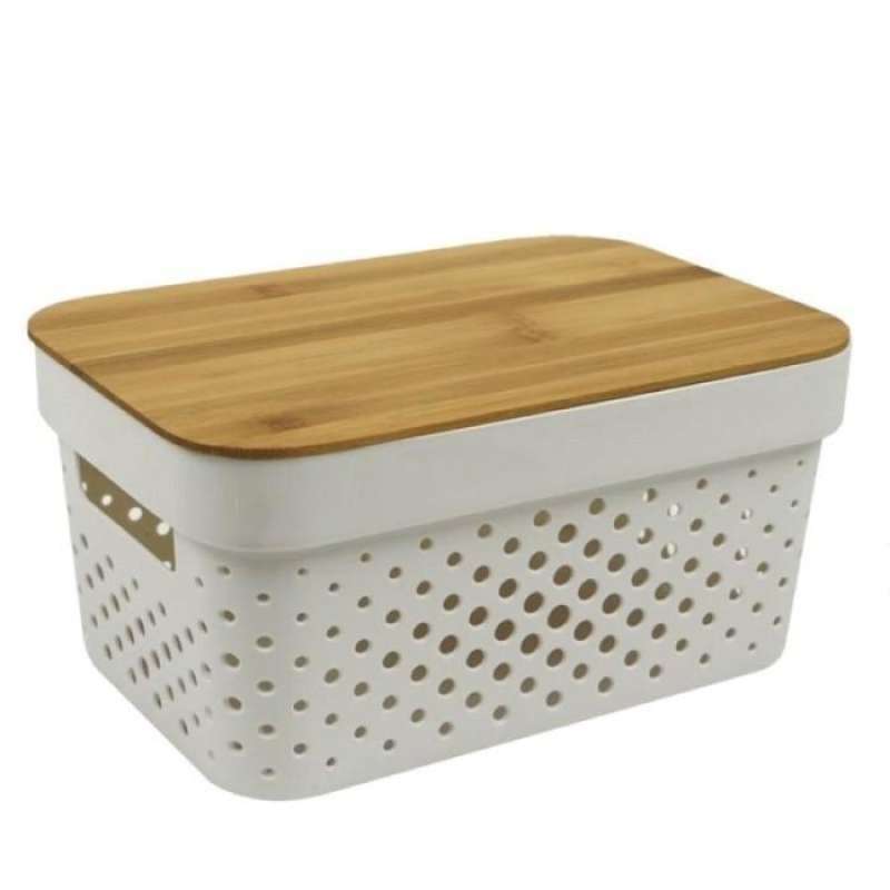 Jual Informa Storage box waffle/Kotak simpan tutup kayu/serbaguna ...