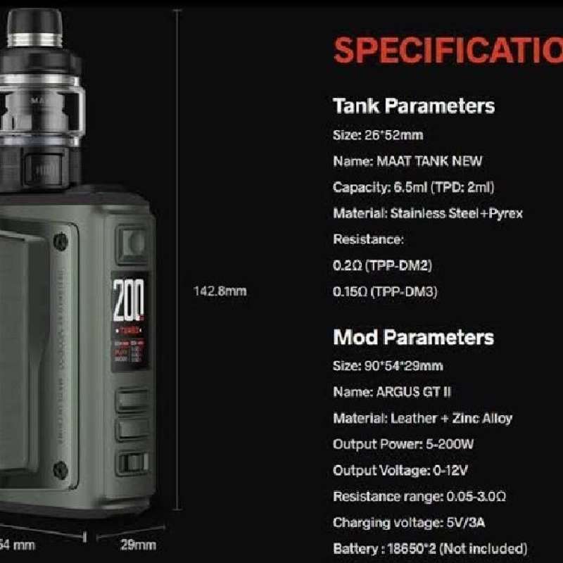 Jual Voopoo Argus Gt2 200w Mod Kit + Maat Tank / Argus Gt Ii Gt 2 Mod ...