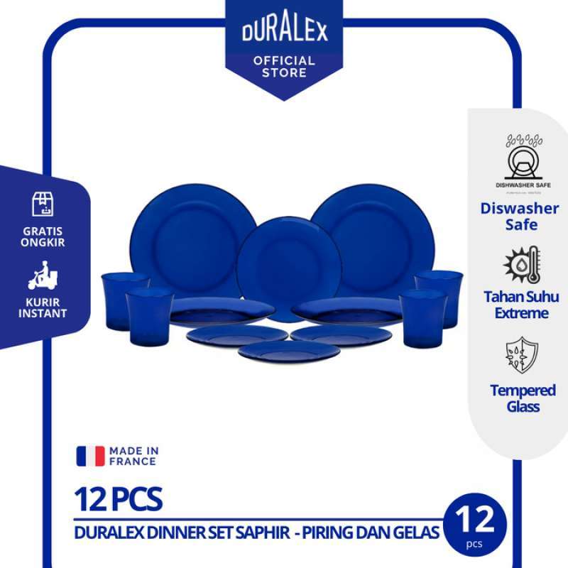 Jual Duralex Dinner Set Saphir Tempered Glass Set Of 12 di Seller Honey ...