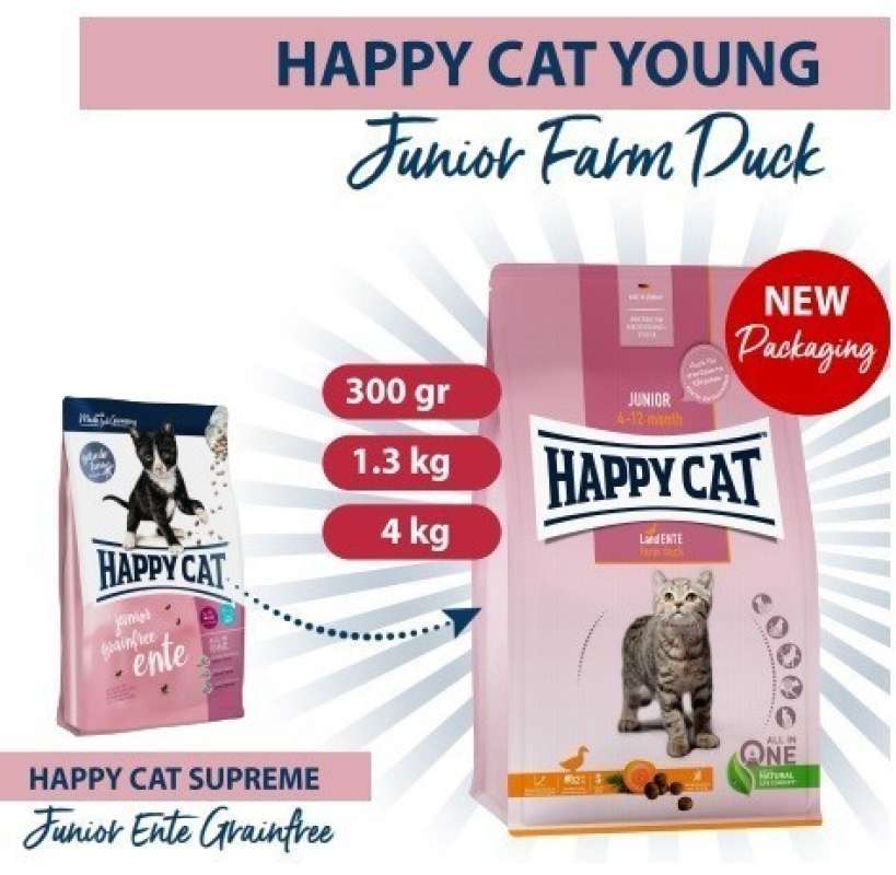 Jual Happy Cat Junior Farm Duck 1,3 kg PSIID10 di Seller Petshopid Bekasi. - Jaka Setia, Kota ...
