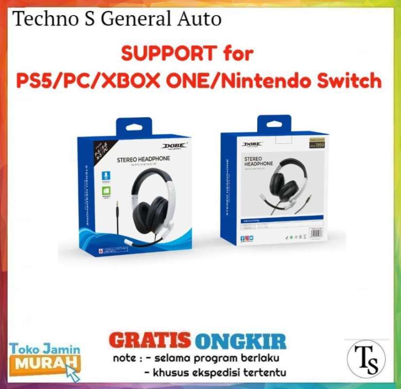 Jual Dobe Stereo Headset Headphone mic PS4 PS5 PC Xbox One Nintendo ...