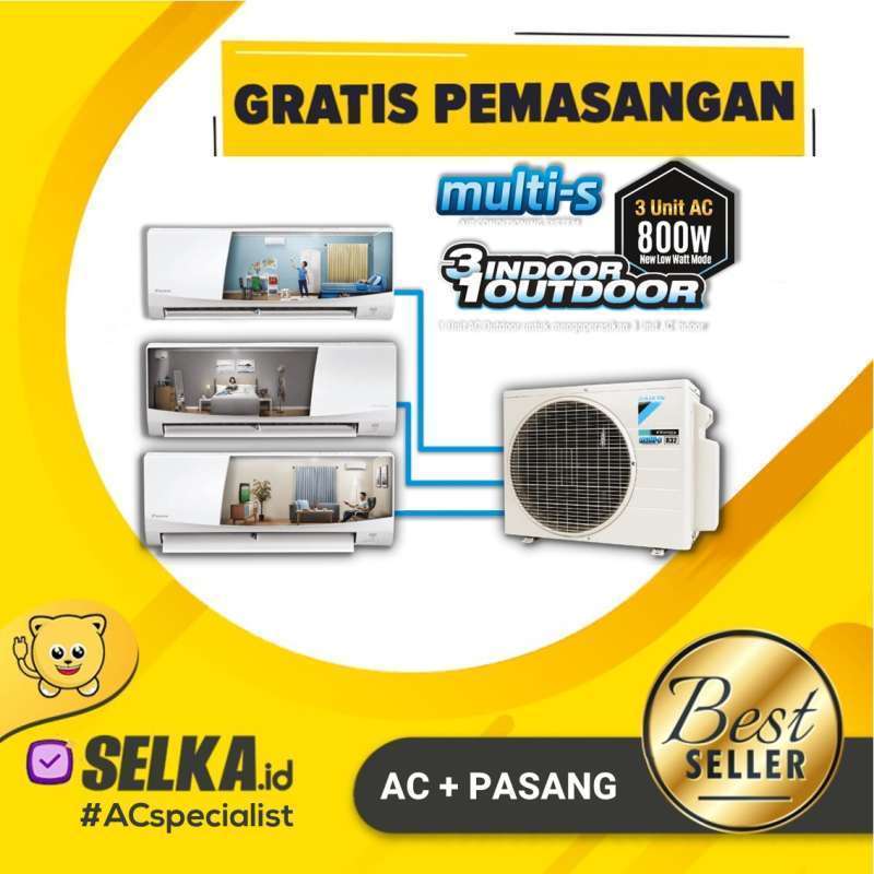 Jual Daikin MKC50RVM4 Multi S 3 Koneksi AC + Pasang Inverter [3/4 PK + 1 PK + 1 PK] di Seller ...