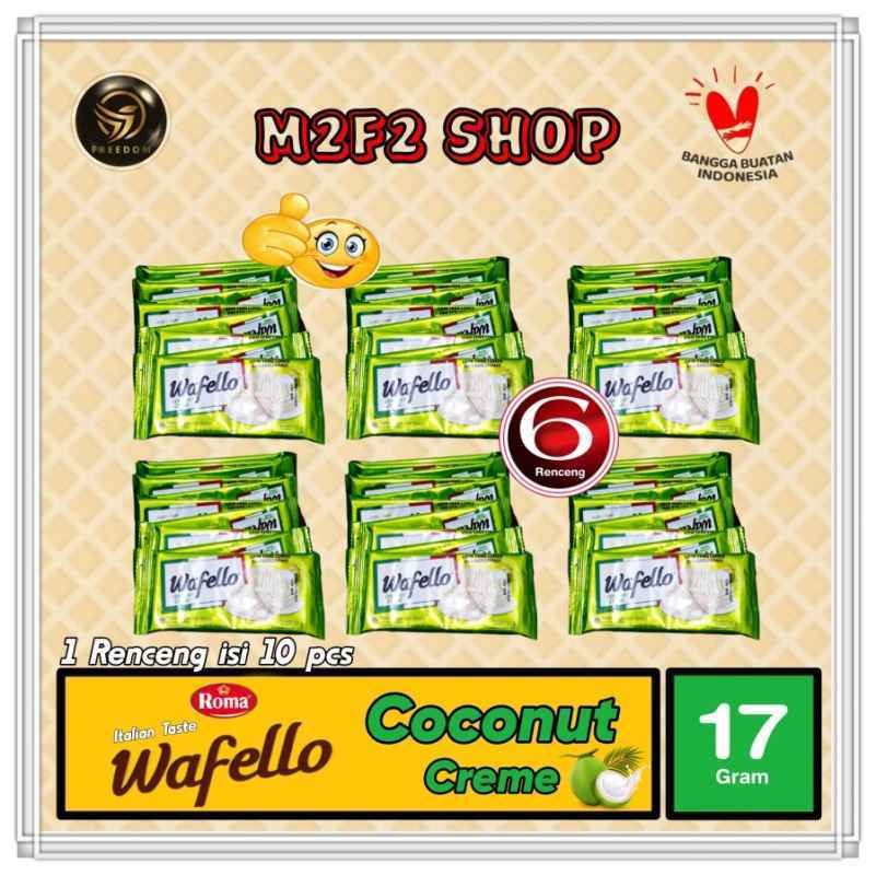 Jual Roma Wafer Wafello Coconut Creme | Krim Kelapa 17 gr (Kemasan 6 ...