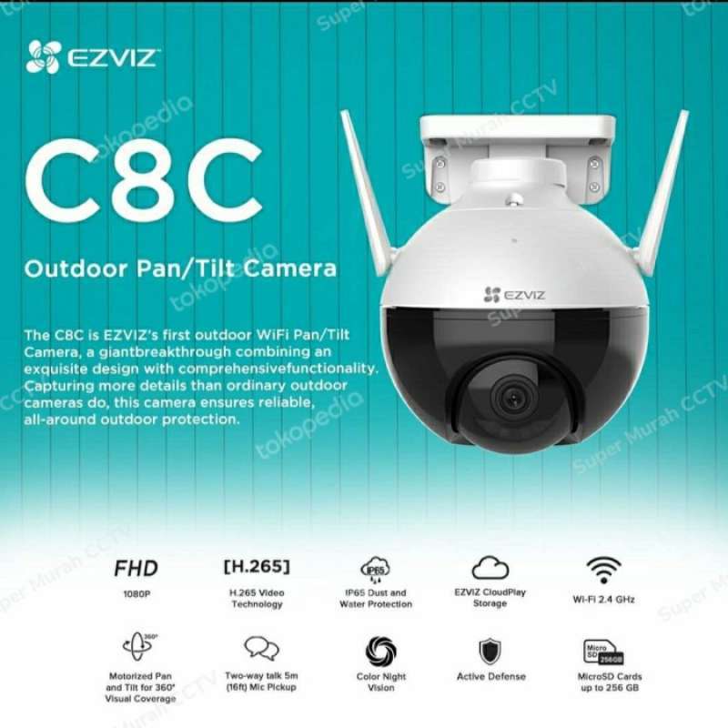 Promo Ezviz C8C Ptz Pan Tilt Zoom Wifi Outdoor 2Mp 8Xoptical Diskon 10% ...