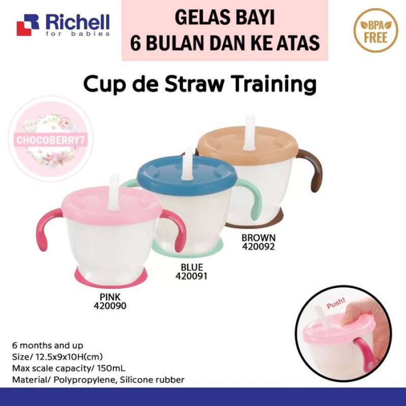 Promo Richell Aqulea Training Straw Mug Gelas Minum Bayi Training Cup Baby Diskon 12% di Seller ...