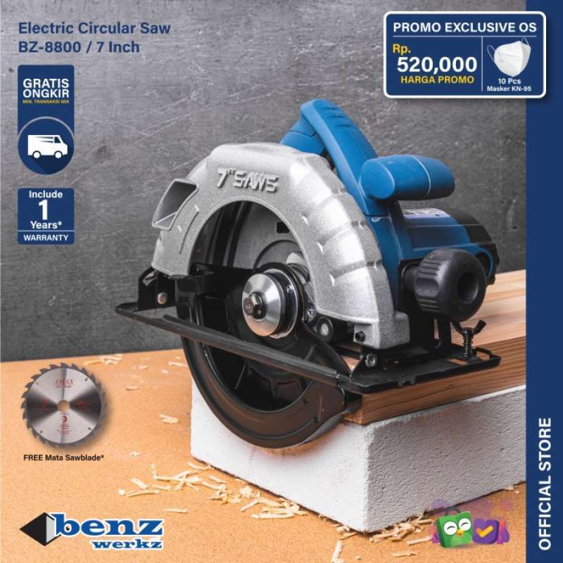 Promo Mesin Gergaji Potong Kayu Circular Saw 185mm 900Watt by BENZ ...