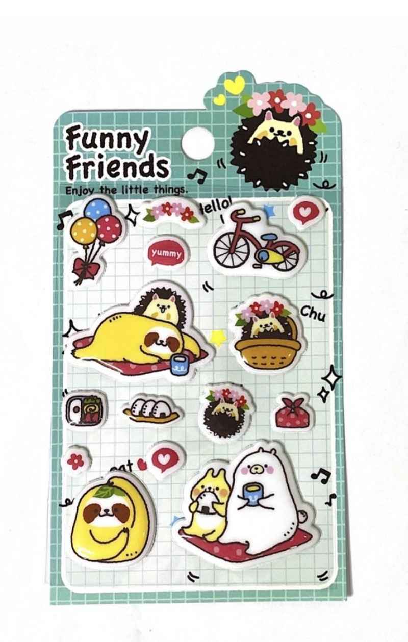 Jual STICKER LUCU FUNNY FRIENDS SHINY PUFFY SEASON TAIWAN di Seller ...