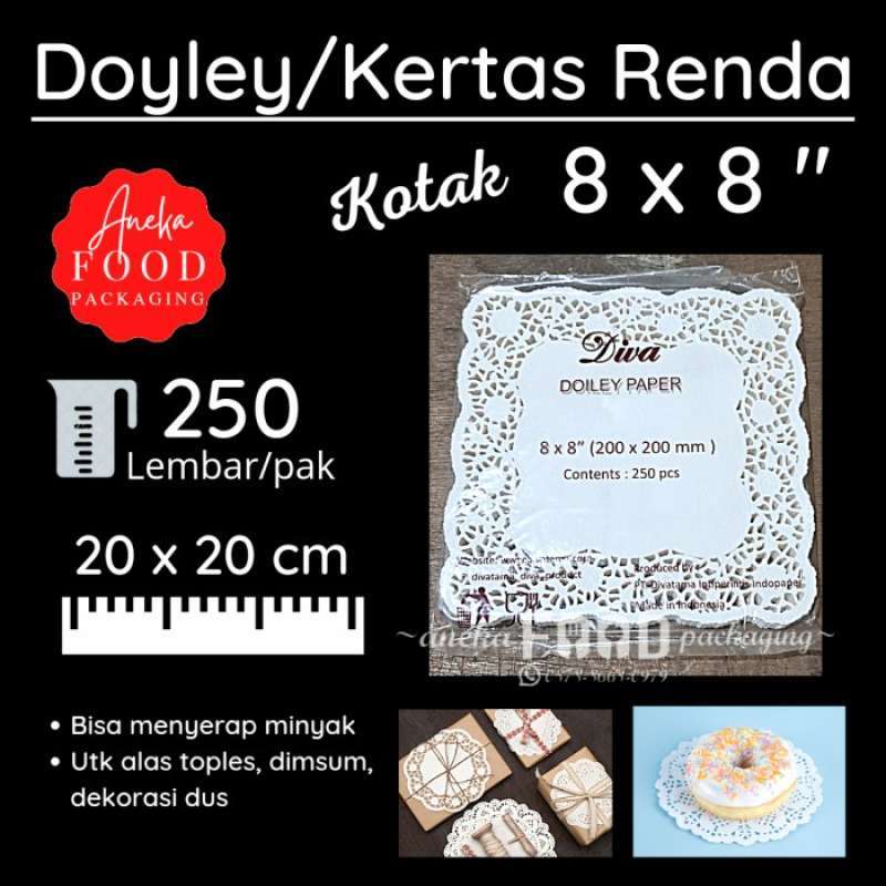 Jual Kertas Alas Tatakan Kue Roti/paper Doyley 20x20cm Putih Kotak ...